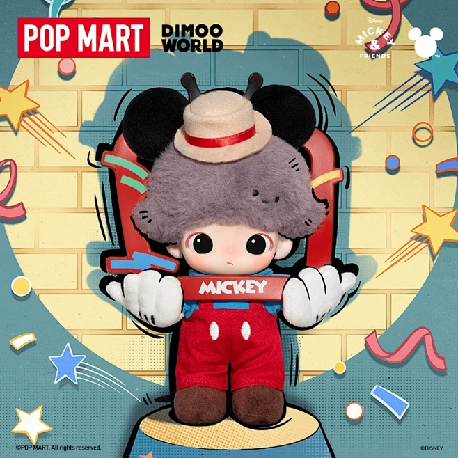 POPMART泡泡玛特DIMOO WORLD × 迪士尼系列搪胶毛绒钥匙圈盲盒-tmall.com天猫-花瓣网