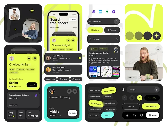 Mobile UI Kit for a Freelancer App app app design app interfaces ...