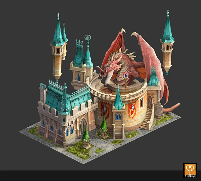 Isometric - Dragon Castle-花瓣网