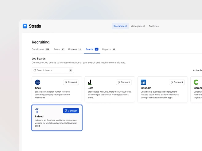 Recruiting Platform app board cards clean design hr interface job ...