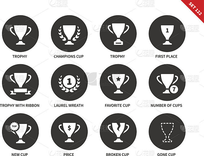 Trophy icons on white background图片_其他图片图片素材-花瓣网