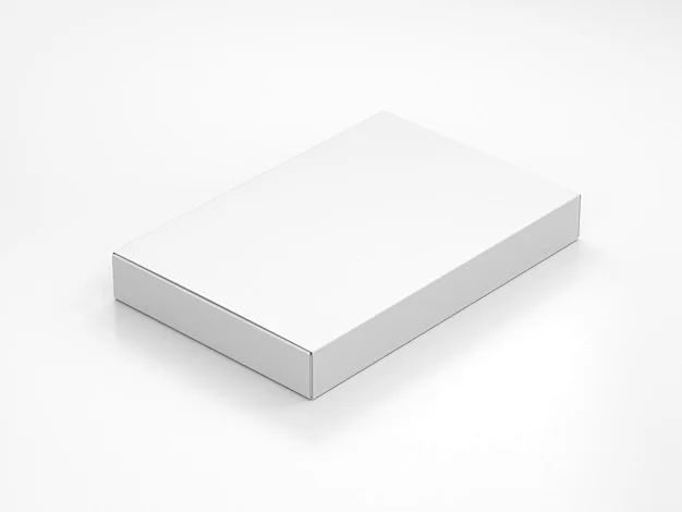 White slim box packaging mockup in light studio 3d rendering-花瓣网