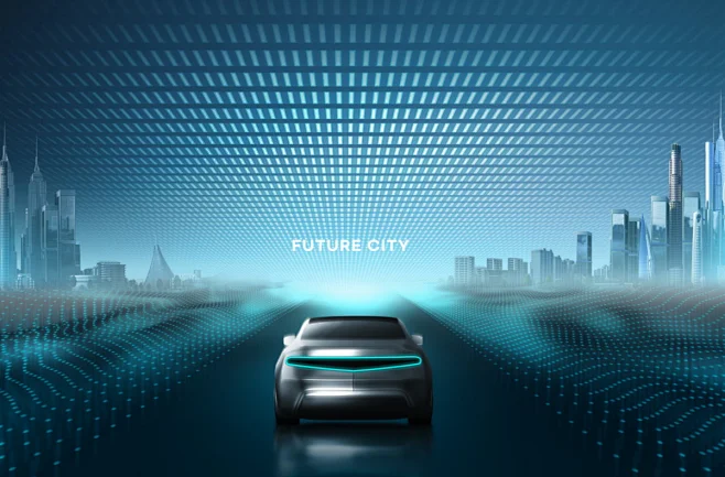 12款未来科技城市自动驾驶汽车展板海报设计PSD模板素材 Car Autonomous Driving Sale Poster ...