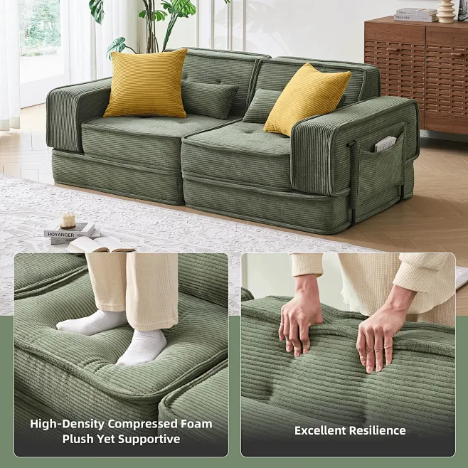 Amazon.com: Buddycomfy Modular Sofa Bed, No Assembly Required Sectional ...