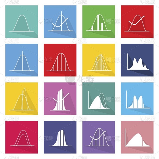 Collection of 16 Normal Distribution Curve Icons