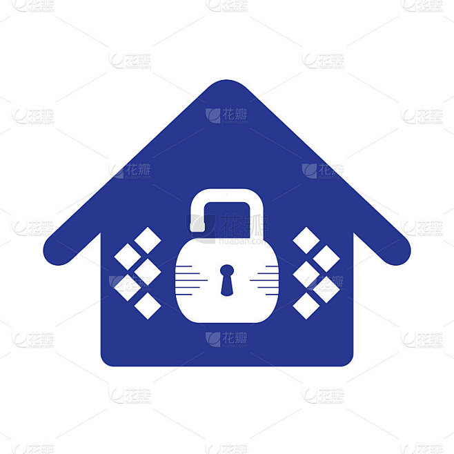 家居锁创意符号概念。安全访问控制，账号登录，楼宇安全抽象业务标志。