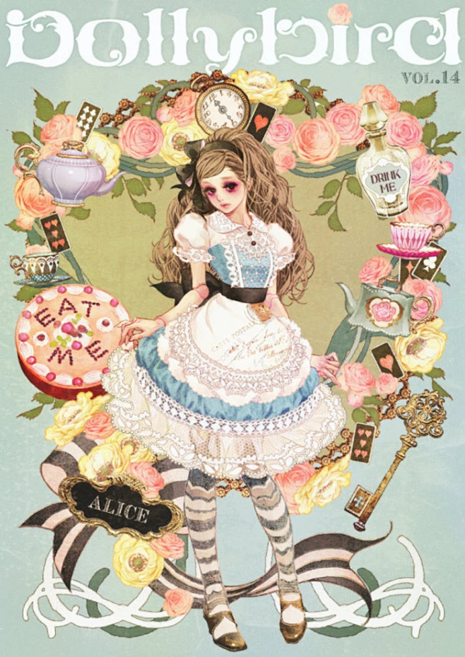 爱丽丝梦游仙境Alice In Wonderland 来自日本杂志《Dilly Bird》封面-花瓣网