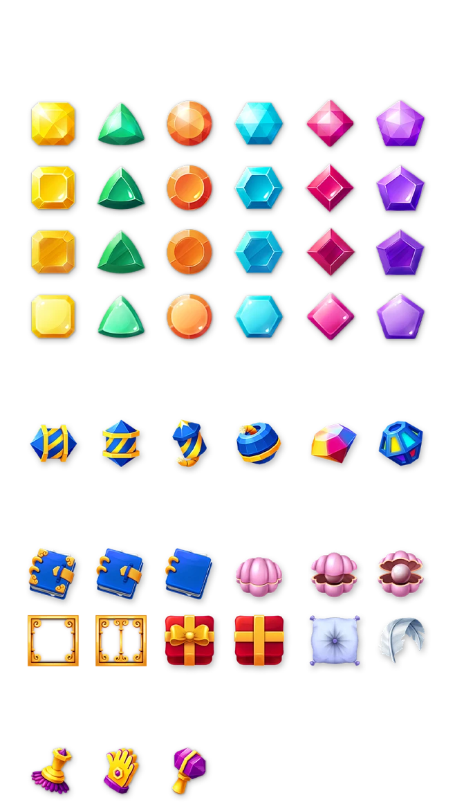 casual game gem GUI Interface jewel jewelry match treasure UI-花瓣网