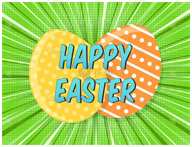 Bright green retro comic background for Easter