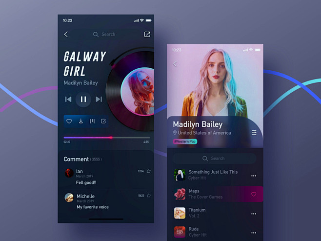 Music Player/ Singer fashion singer player dark blue dark music app ...