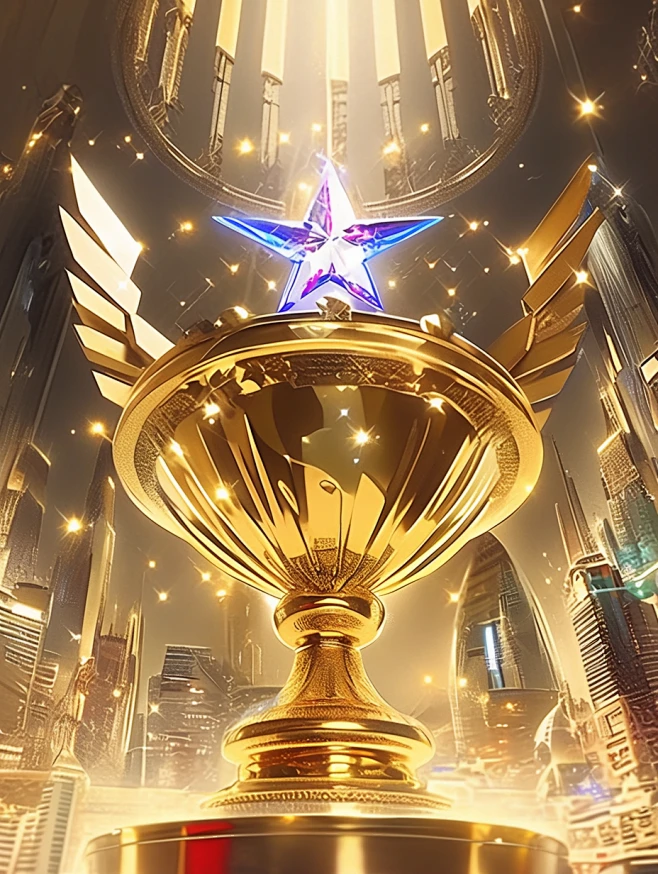 ikeayip_A_small_golden_trophy_with_sparkling_stars_and_diamonds ...