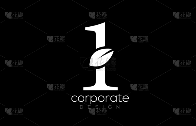 black and white number 1 one leaf logo icon