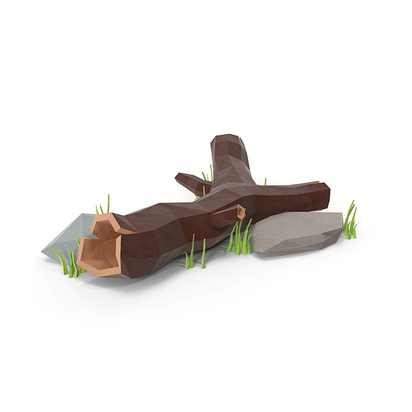 Low Poly Log with Rocks PNG & PSD Images-花瓣网