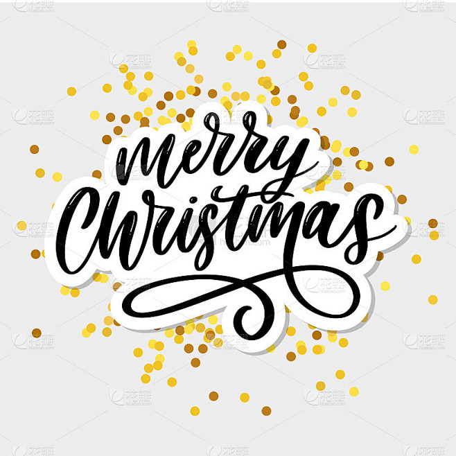 Merry Christmas Calligraphic Inscription Decorated