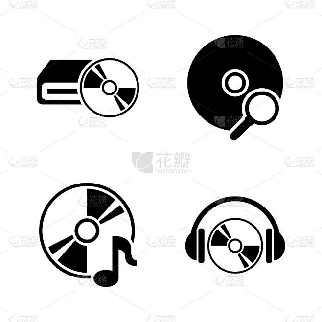 Musical Compact Disk. Simple Related Vector Icons