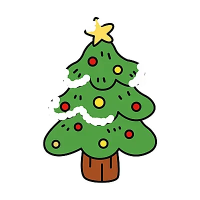 圣诞节圣诞快乐可爱圣诞树插画圣诞元素素材-花瓣网