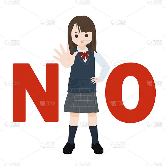 Student girl NO pose illustration