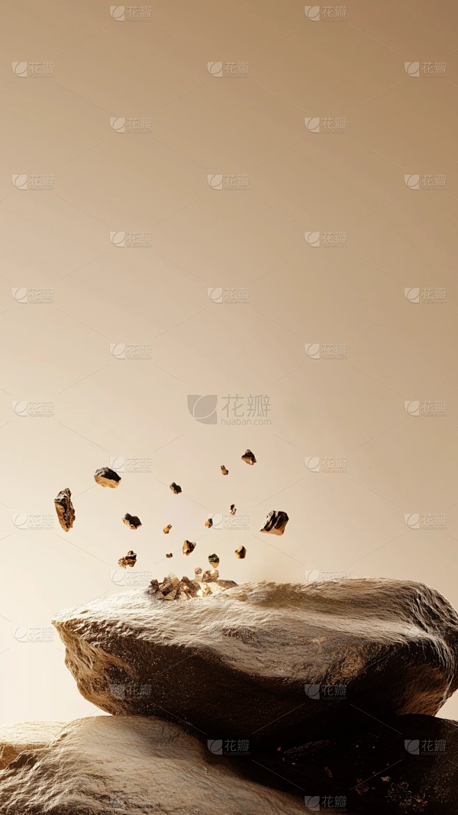 常规简约风岩石碎石飞溅背景素材-花瓣网