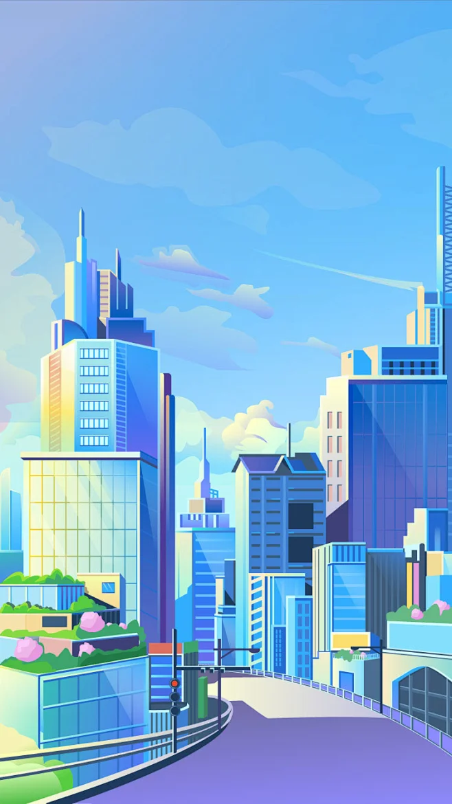 城市 建筑 插画-花瓣网