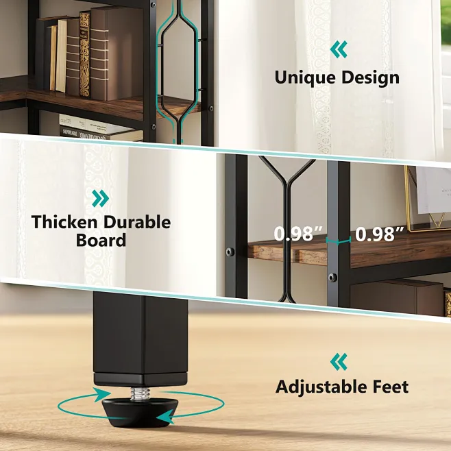 Amazon.com: Tribesigns 转角架,7 层工业角书架,木质和金属 Etagere 书柜,客厅、厨房、家庭办公室、乡村棕色 : 家居、厨具、家装-花瓣网