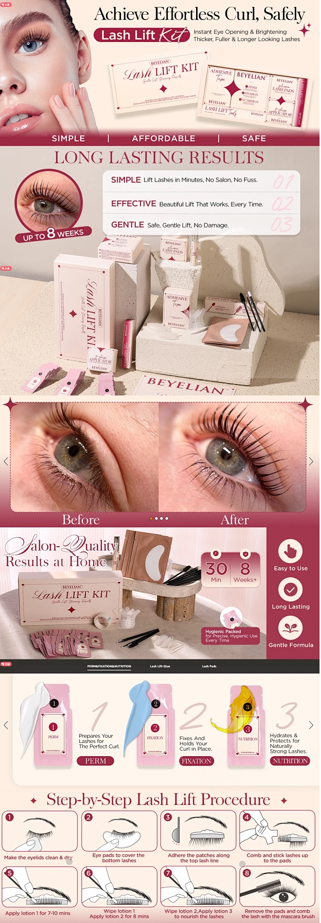 Amazon.com: BEYELIAN Lash Lift Kit Eyelash Perm Kit, Professional ...