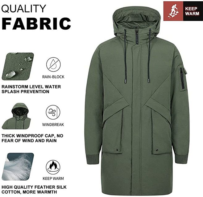 Amazon.com: Pioneer Camp Men's Winter Coats Water-Repellent Windproof ...