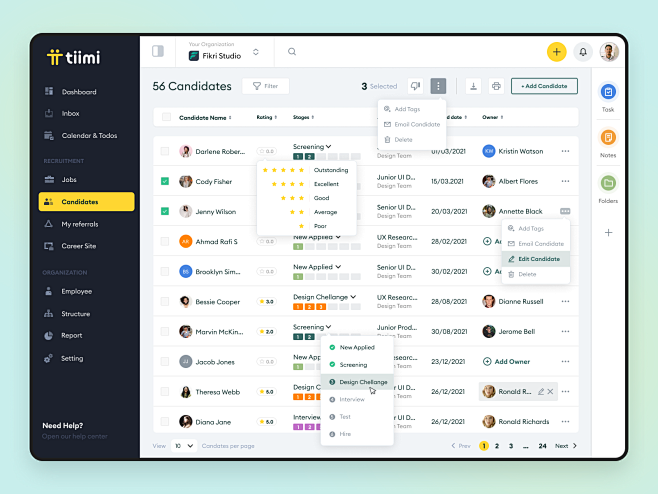 Tiimi - Candidate List