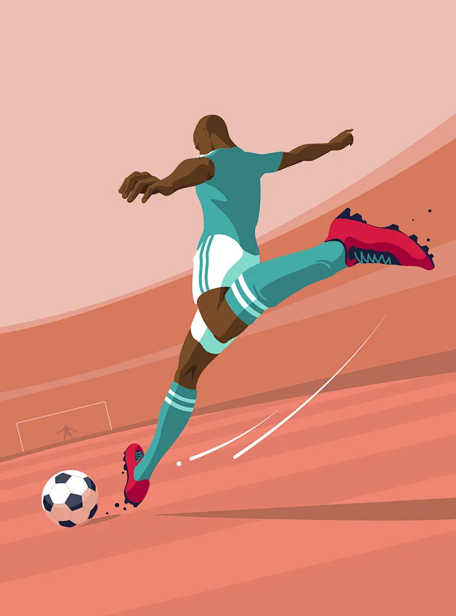 Digital Art football game sketch soccer sport vector FIFA kicks player-花瓣网