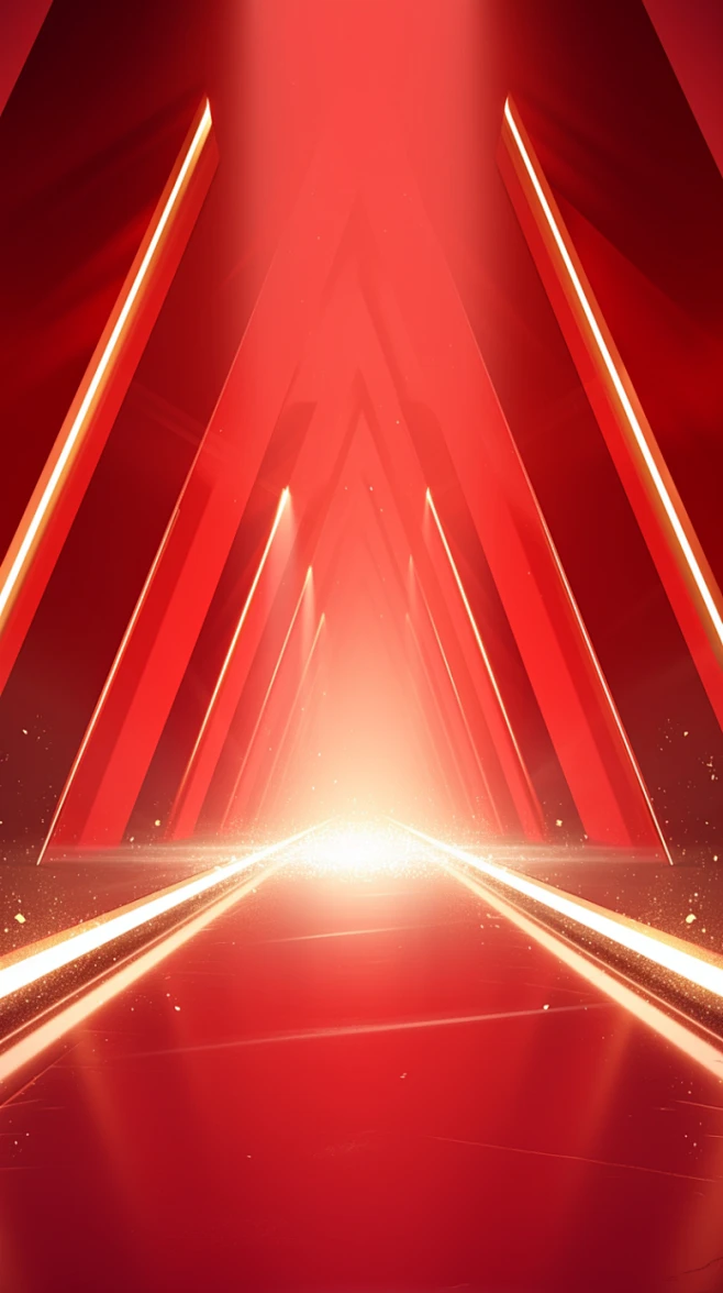 zuoyebang_Red_background_symmetrical_composition_stage_with_bri ...