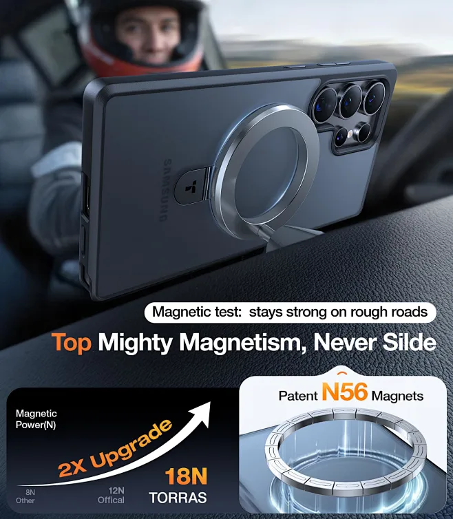 Amazon.com: TORRAS Magnetic Stand for Samsung Galaxy S25 Ultra Case, [Fit for Magsafe] [Military ...