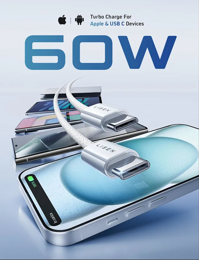 Amazon.com: LISEN USB C Cable to USB C for Safe Certified 60W 3-Pack 6 ...