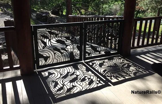 Custom Double Gate with Modern Salmon Design & Bear. (GA-16-32) Perfect ...