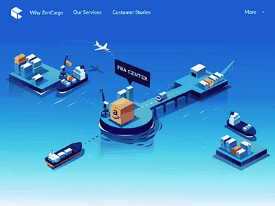 Amazon Sellers movement dock sellers amazon cargo ship isometric loop ...