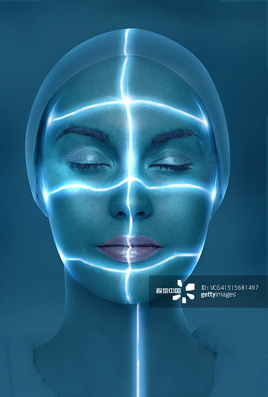 laser beams passing through the face of a lady_创意图片-花瓣网