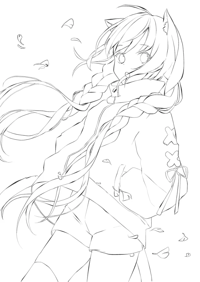 #线稿#素材#人物#动漫#二次元#-花瓣网