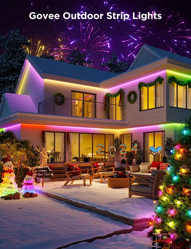 Govee WiFi Outdoor LED Strip Lights Waterproof, Christmas Decorations ...