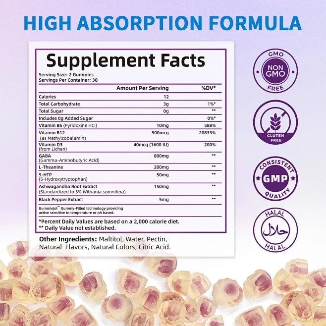 Amazon.com: HEALOADING GABA Gummies Supplements for Adult Sleep: Calm ...