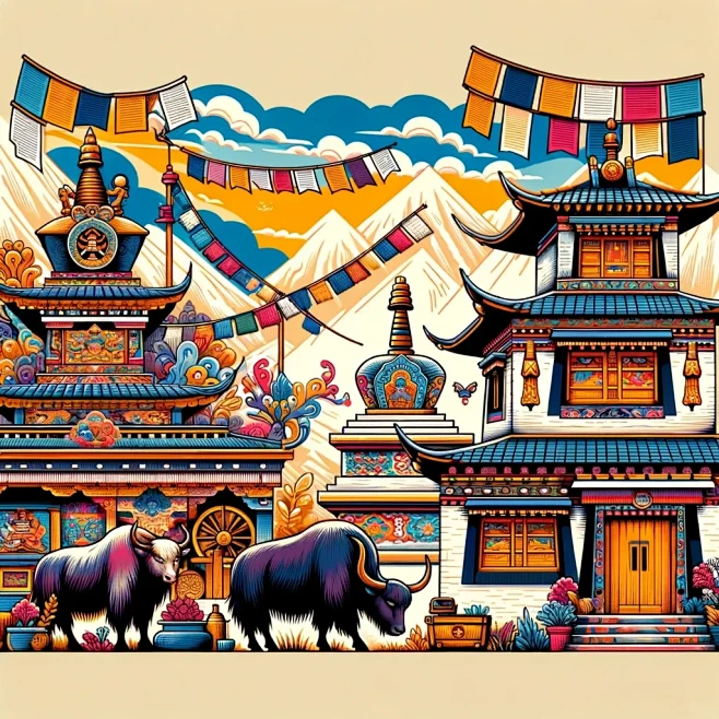 藏族文化艺术建筑，经幡，佛塔 - 小红书-花瓣网