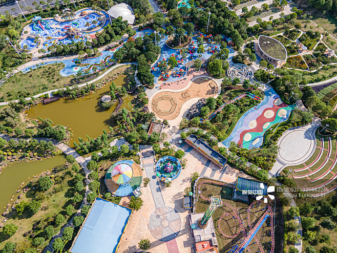 广东省河源市儿童公园航拍景观图片素材