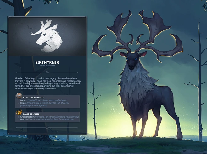 Eikthyrnir, Clan of the Stag - NORTHGARD, Jeremy Vitry : Illustration done for "Northgard ...