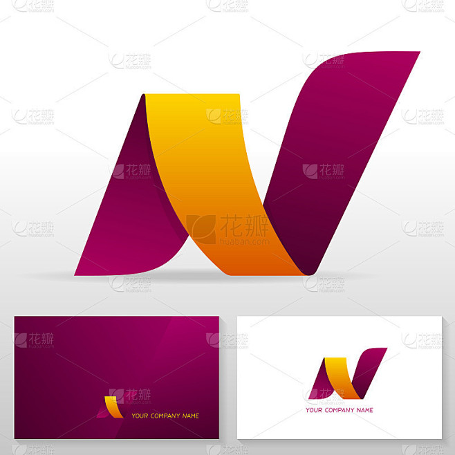 字母N标志设计-现代矢量标志。名片模板。