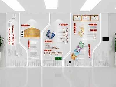 现代简约企业介绍文化墙-花瓣网