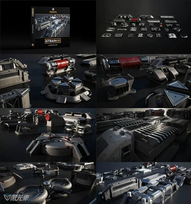 科幻道具Kitbash3d Greebles-花瓣网