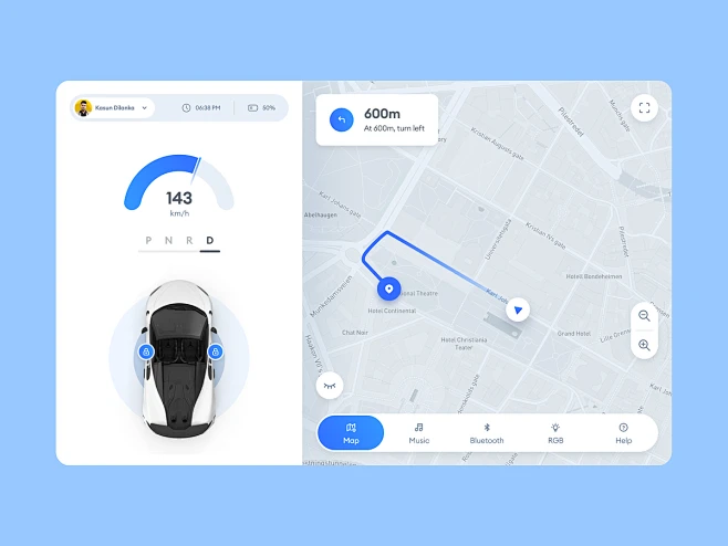 Car Dashboard UI app blue car dashboard ui car interface car ui clean ...