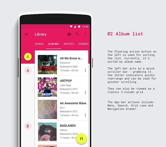 A music player in material design - a concept : A concept for a music ...