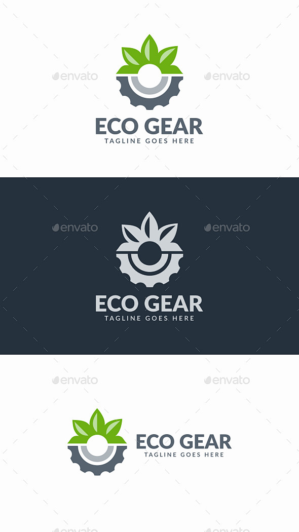 Eco齿轮——符号标志模板Eco Gear - Symbols Logo Templates清洁、饮酒、下降、生态、能源、环境、工厂,罚款 ...