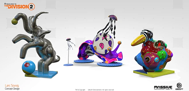 The Division 2 - Statues, Lars Sowig : A couple of stylized props I ...