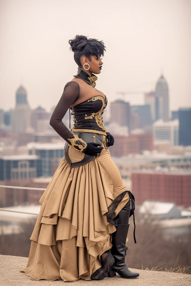 AI绘画_Prompts_Sly_Fox_foghorntail_pregnant_bipoc_steampunk_haute_couture ...