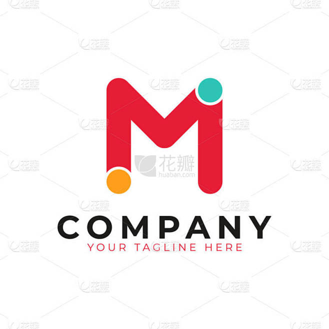 创用字母M标志。多彩的圆线与Dots 。适用于商务和品牌标识。平面矢量标志设计思想模板元素.第10部