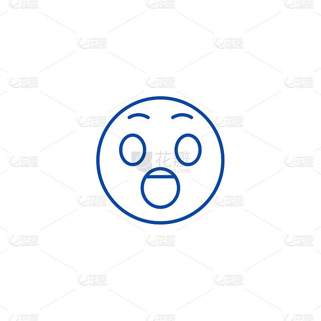 Surprised emoji_1 line icon concept. Surprised emo